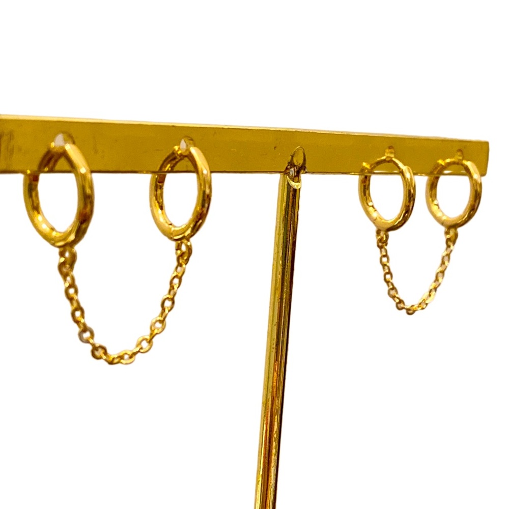 14k Gold Plated Partner In Crime Chain Huggie Earring - Gem